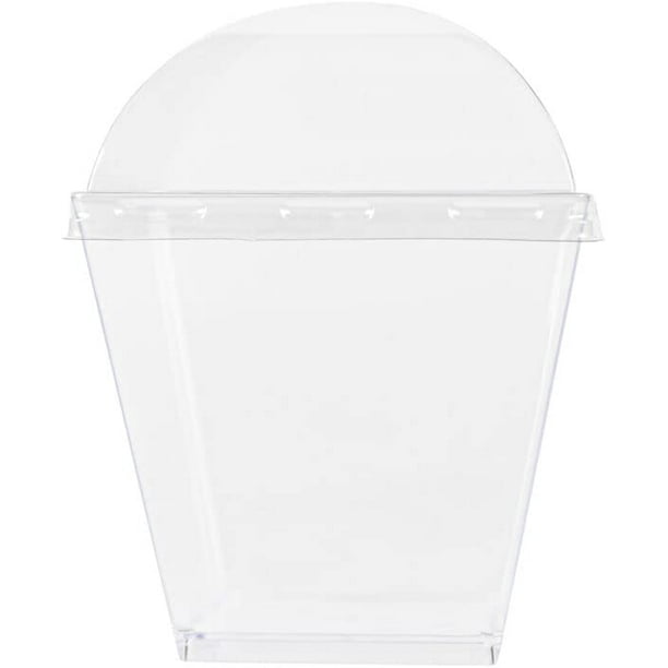 (50 PACK) EcoQuality 7 oz Square Clear Plastic Dessert Cups with Dome ...