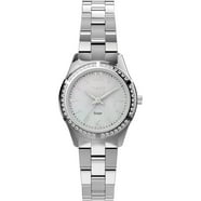 Ladies Stainless Steel and Diamond Watch with a Black Mother of Pearl ...