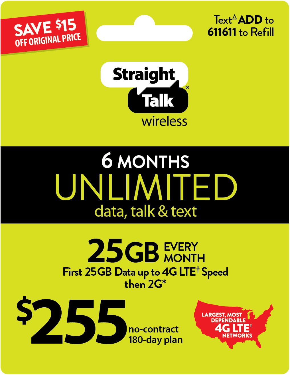 Straight Talk $255 Unlimited 6-Month/180-Day Plan e-PIN Top Up (Email ...