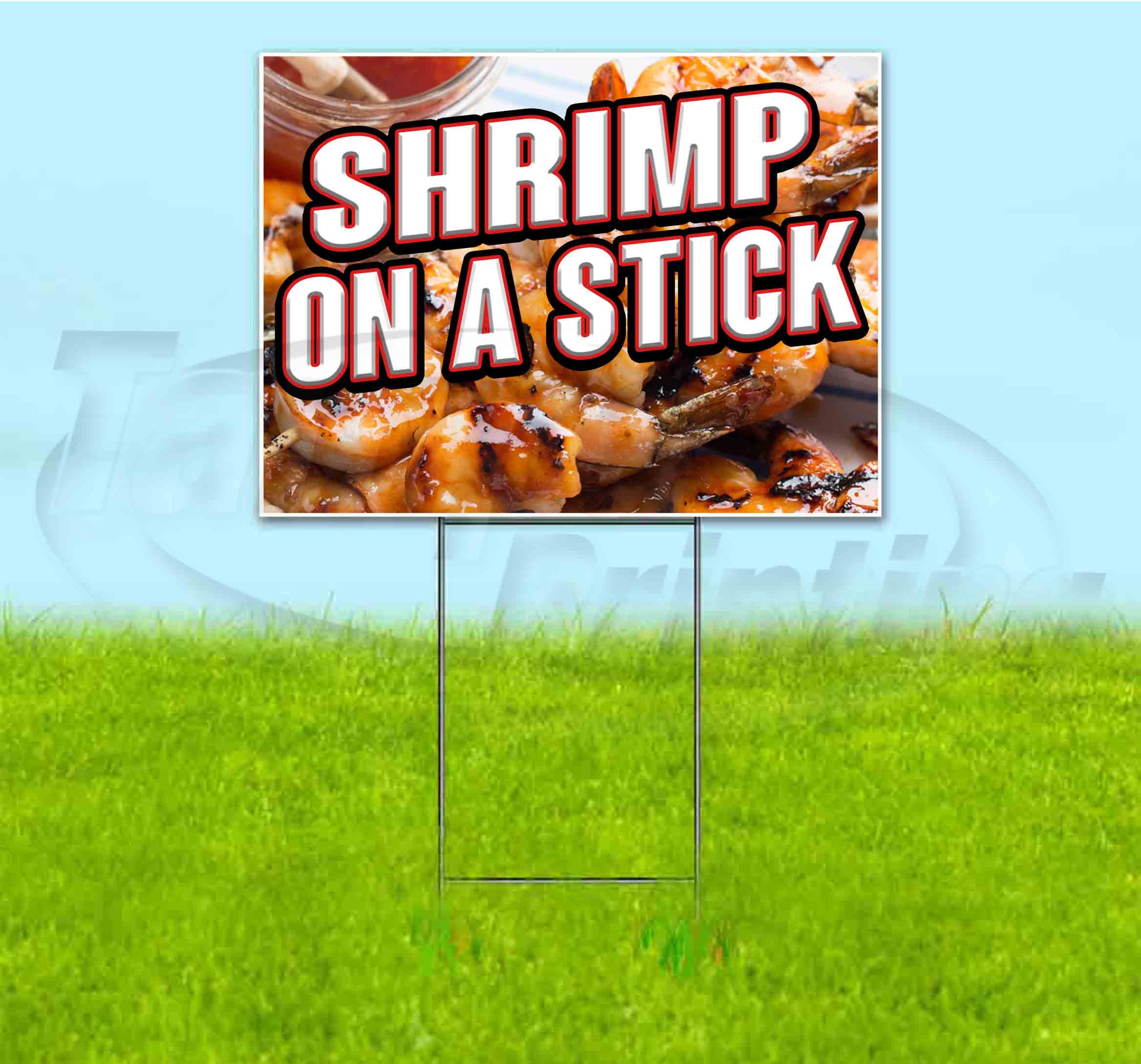 Shrimp On A Stick (18" x 24") Yard Sign, Includes Metal Step Stake ...