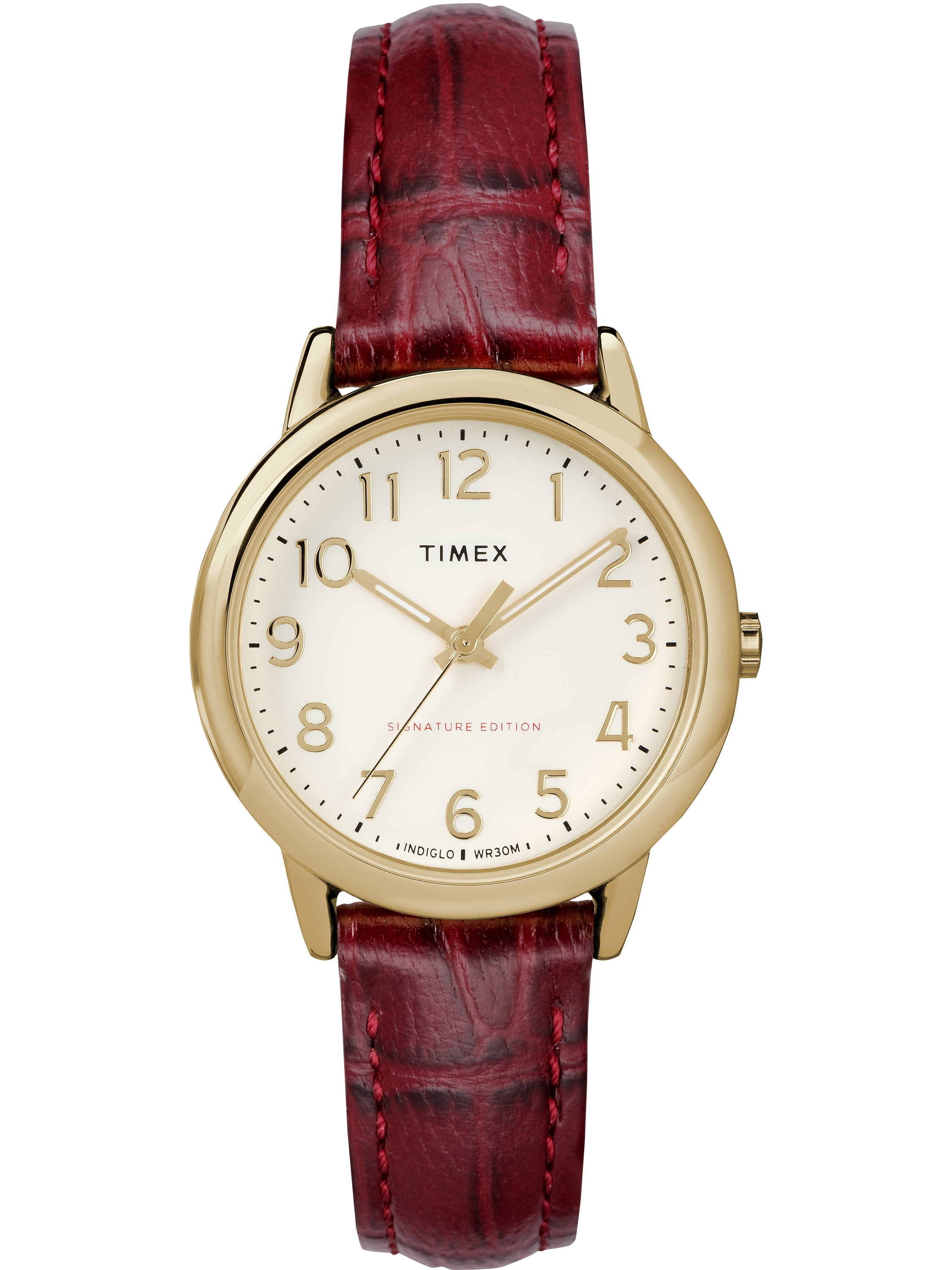 Women's Easy Reader Signature Burgundy/Cream Watch, Leather Strap ...