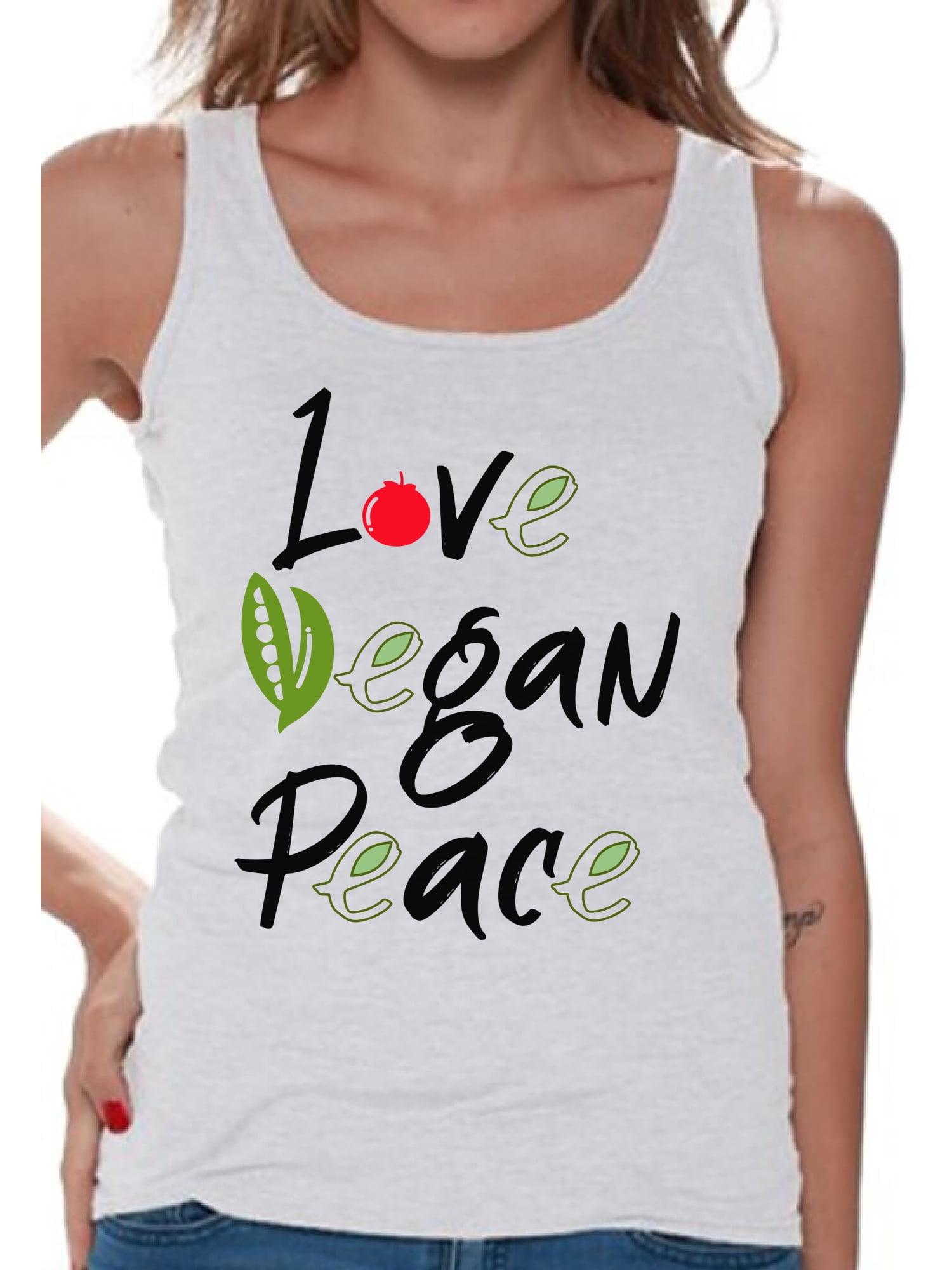 Awkward Styles Love Vegan Peace Tank Top for Her Ladies Tanks ...