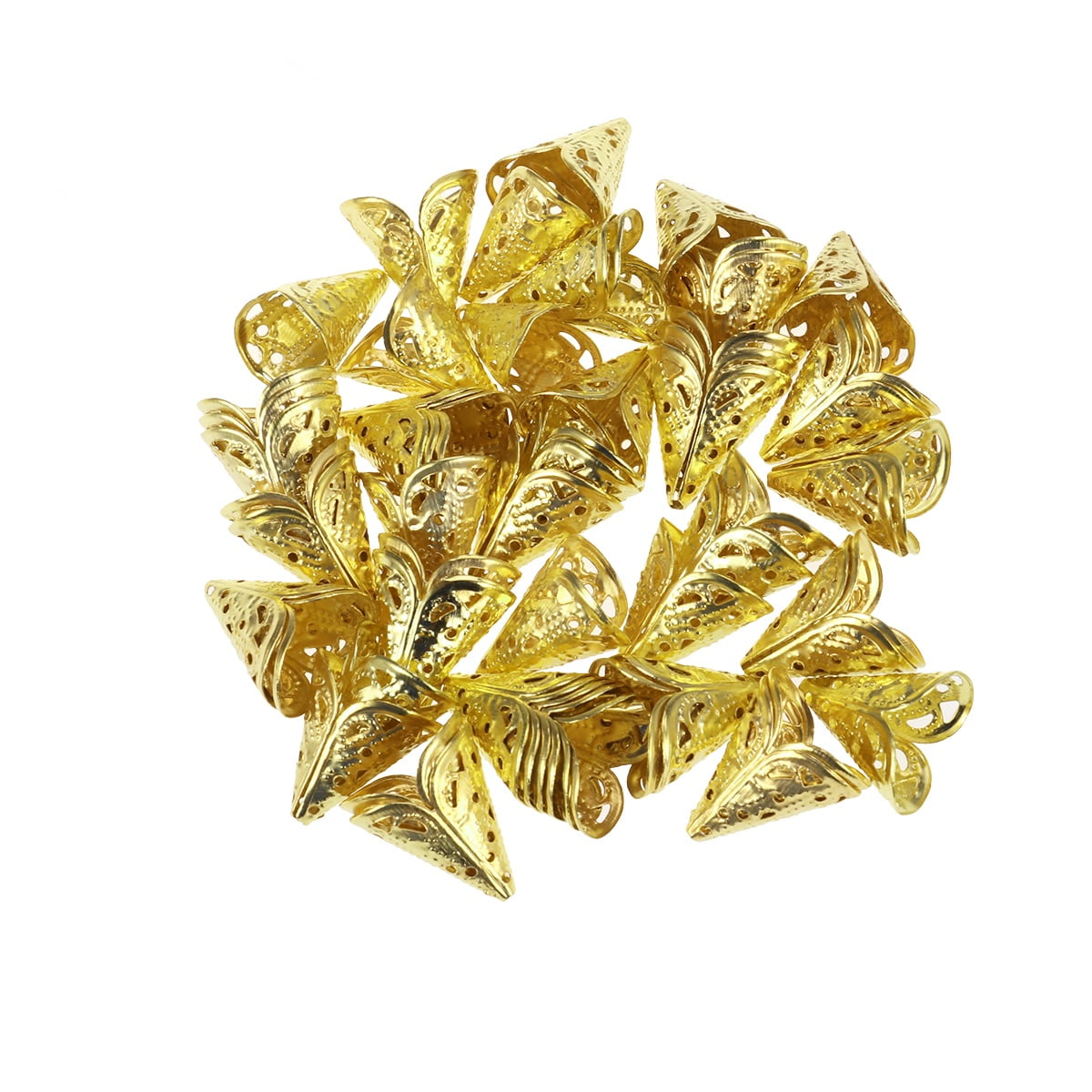 50 piezas de metal de filigrana de cono hueco flor tapa de cuentas para ...