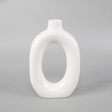 Mainstays Circular Ceramic Donut Vase, 8 inches, White Indoor ...