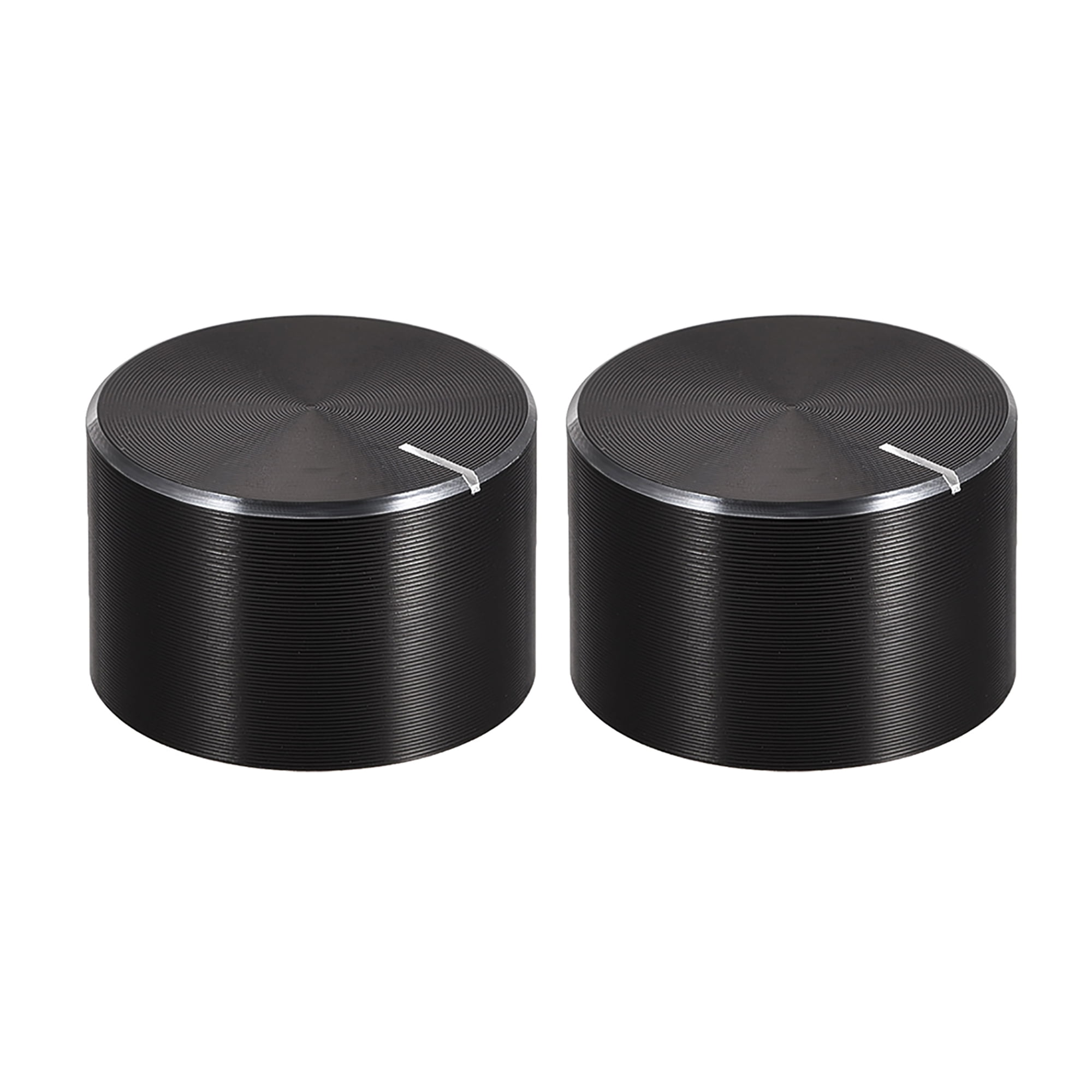 2 pcs Potentiometer Knob Knurled Shaft Black Aluminum Smooth Surface ...