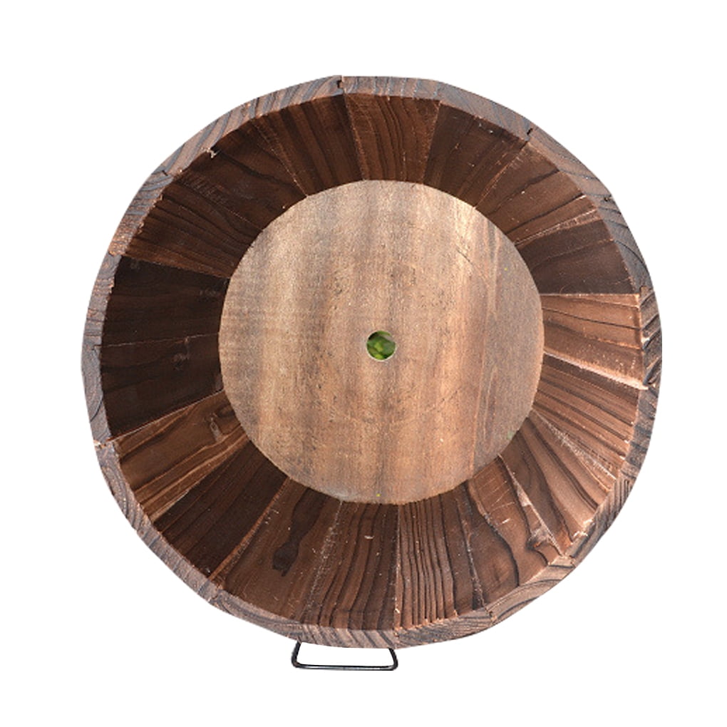 Click here for Onegood 2 Pieces Wooden Barrel Flower Pot Flat Edg... prices