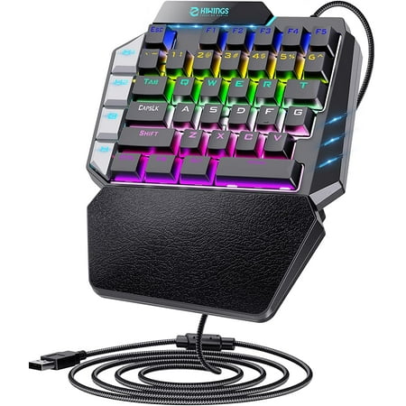 One Handed Gaming Keyboard RGB Backlit 35 Keys Portable Mini Gaming ...