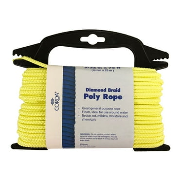 CORDA Diamond Braid Poly Rope, 1/4" x 25' - Walmart.com