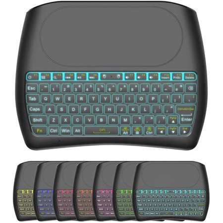 Mini Wireless Keyboard, Touchpad and Colorful Backlit, Compact Handheld Remote Keyboard for PC ...