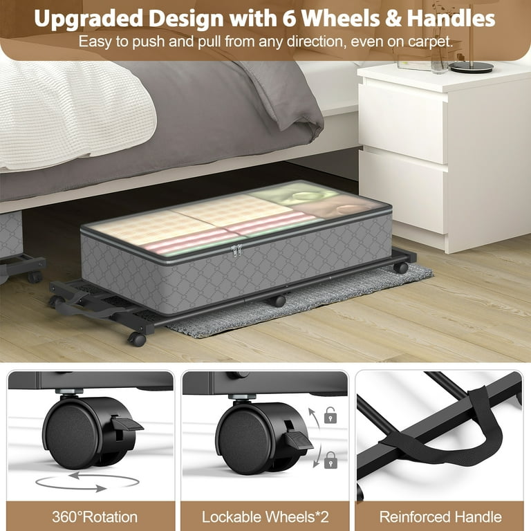 Underbed Cart With Wheels Under Bed Storage With Wheels, Under Bed