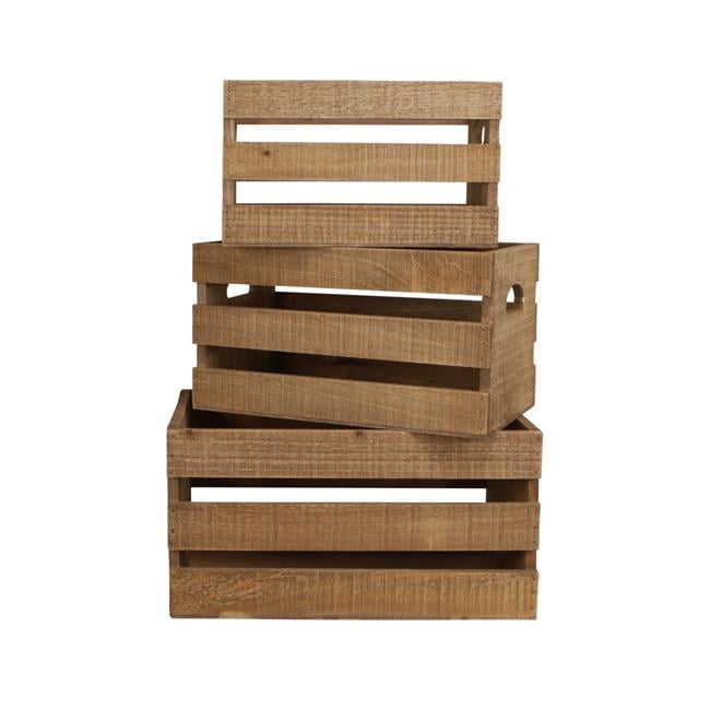 Cheungs 5058-3 6 lbs Wood Slat Crate - Set of 3 - Walmart.com