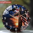 12 Inch One Nation Under GOD Cross, Flag-, And Eagle- Glass Wall Clock ...