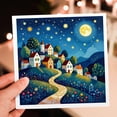 3drose, Fairy Town at Night. Moon and Stars, Colorful Field. Artsy Gift ...