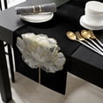 Flower Black Table Runner 48 Inches Long - Gold White Abstract Floral ...