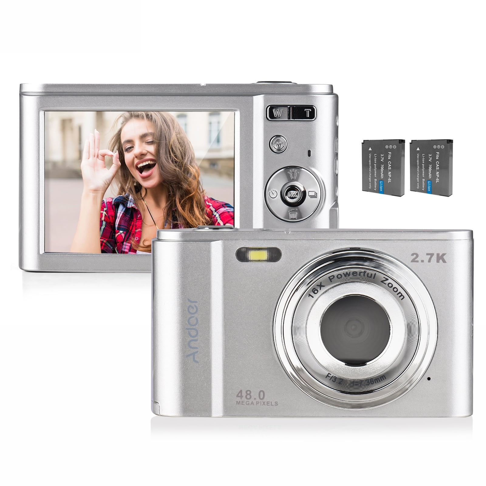 Cámara digital portátil Andoer 48MP 2.7K Pantalla IPS de 2.88 pulgadas ...