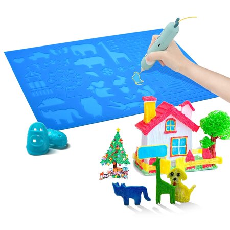 3D Pen Mat with 2 Silicone Finger Caps, Large Multi-Shaped Silicone 3D ...