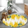 Area Rug 36in, Spring Watercolor Yellow Flower Floor Carpet Living Room ...