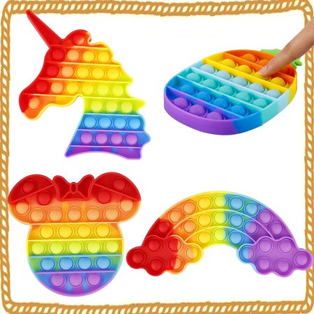 4 Packs Pop Poop Fidget Toy, Mouse Mermaid Butterfly Sensory Anxiety ...