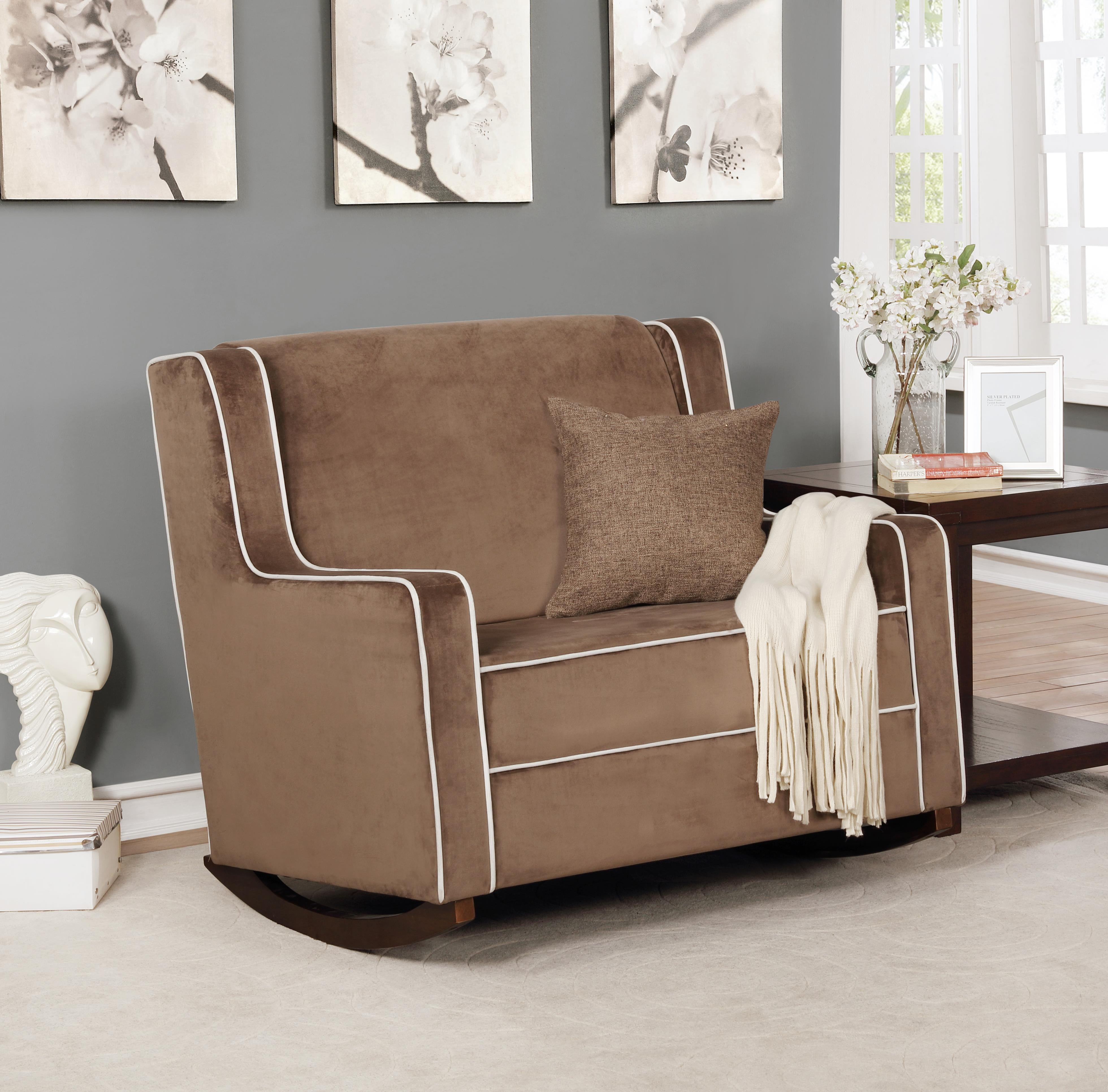 Naomi Home Elaina 2-Seater Rocker-Color:Mocha,Fabric:Microfiber ...