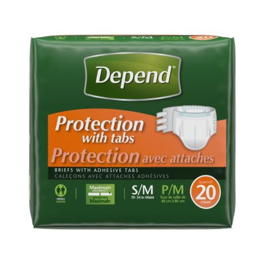 Depend Briefs with Adhesive Tabs, Heavy Absorbency, Small/Medium, 60 ...
