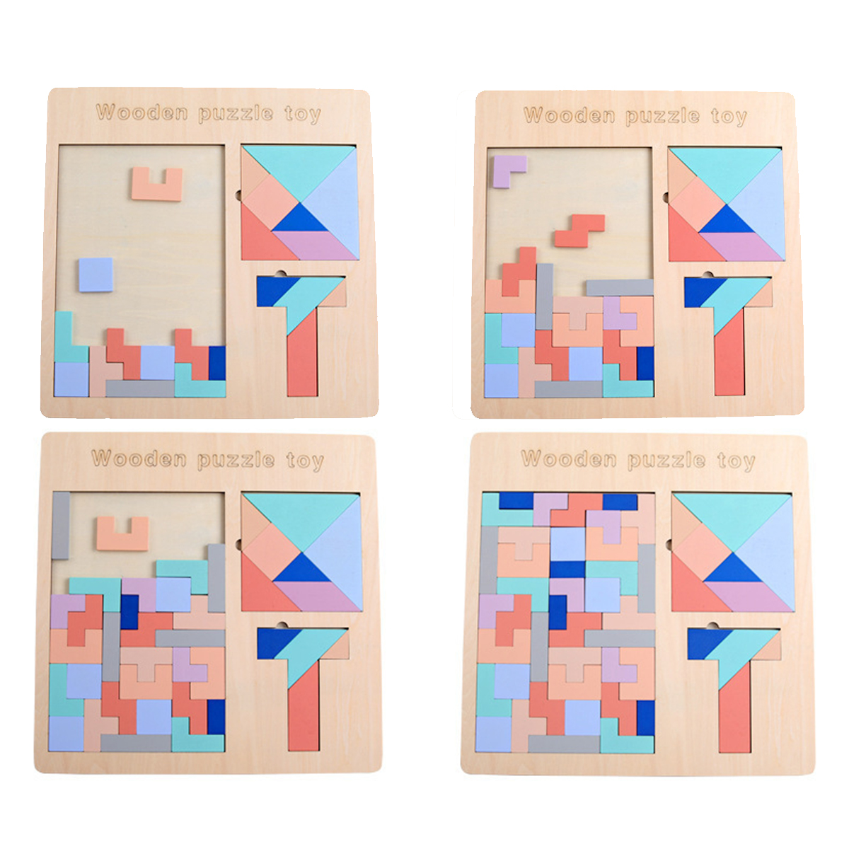 11.6"X11.6"X0.27" Baby Wooden Tetris Puzzles Toys Kids Children ...