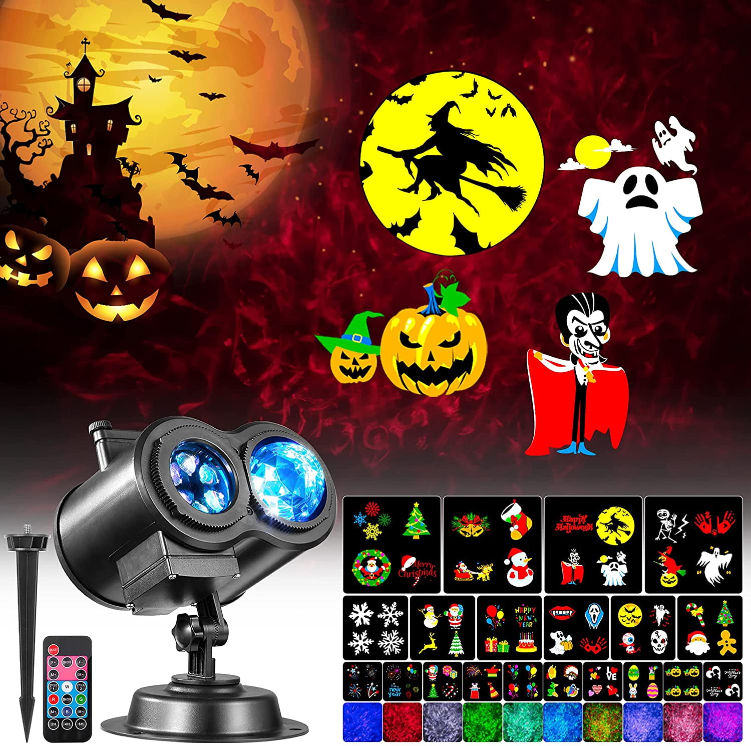 LingStar Halloween Projector Lights Outdoor, Upgraded Never-Fading 20 ...