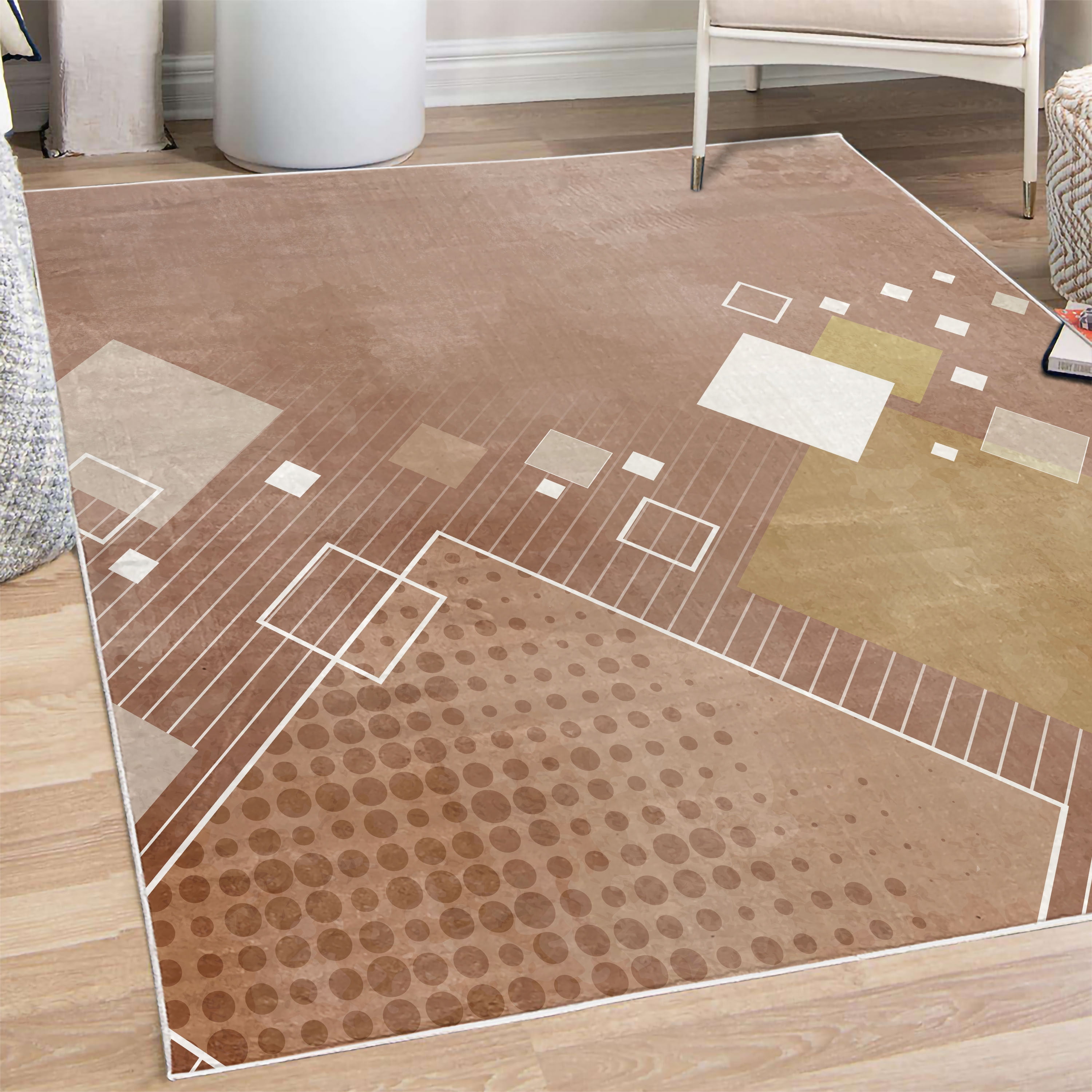 Abstract Decorative Rug, Geometric Composition Different Colored ...