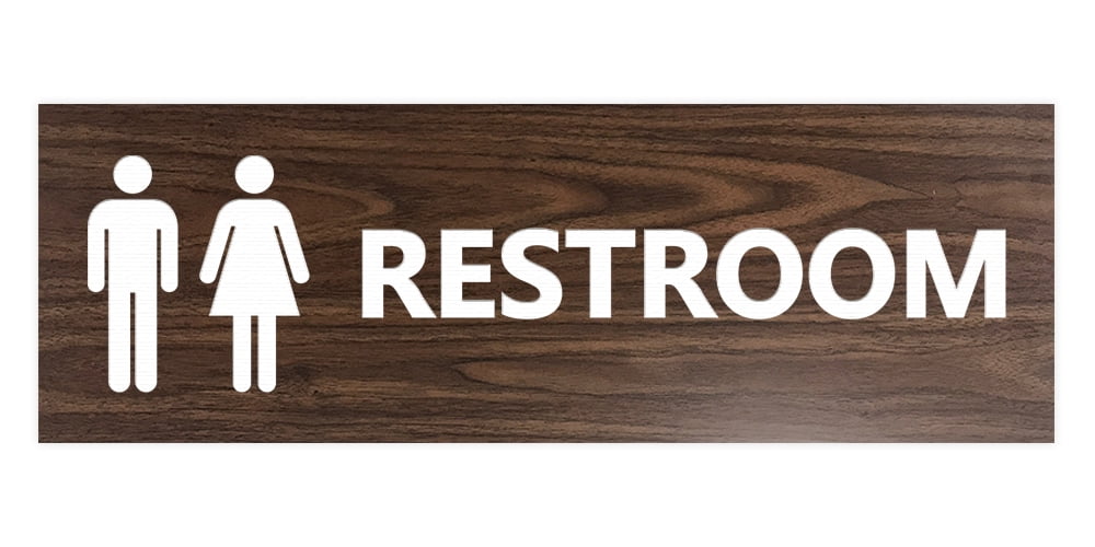 Basic Unisex Restroom Sign (Walnut) - Large - Walmart.com