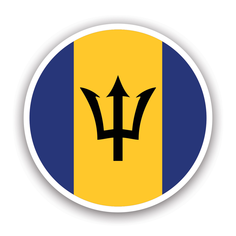 Round Barbados Flag Sticker Decal - Self Adhesive Vinyl - Weatherproof ...