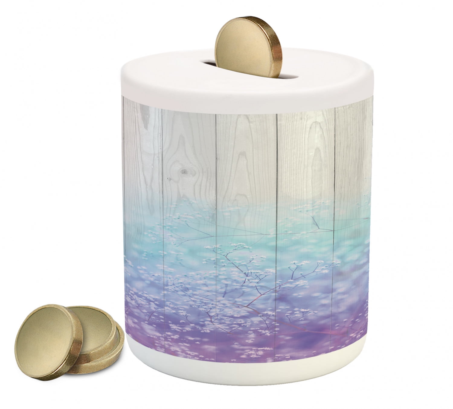 Garden Piggy Bank, Dreamy Abstract Garden Perennial Petals Branches in ...
