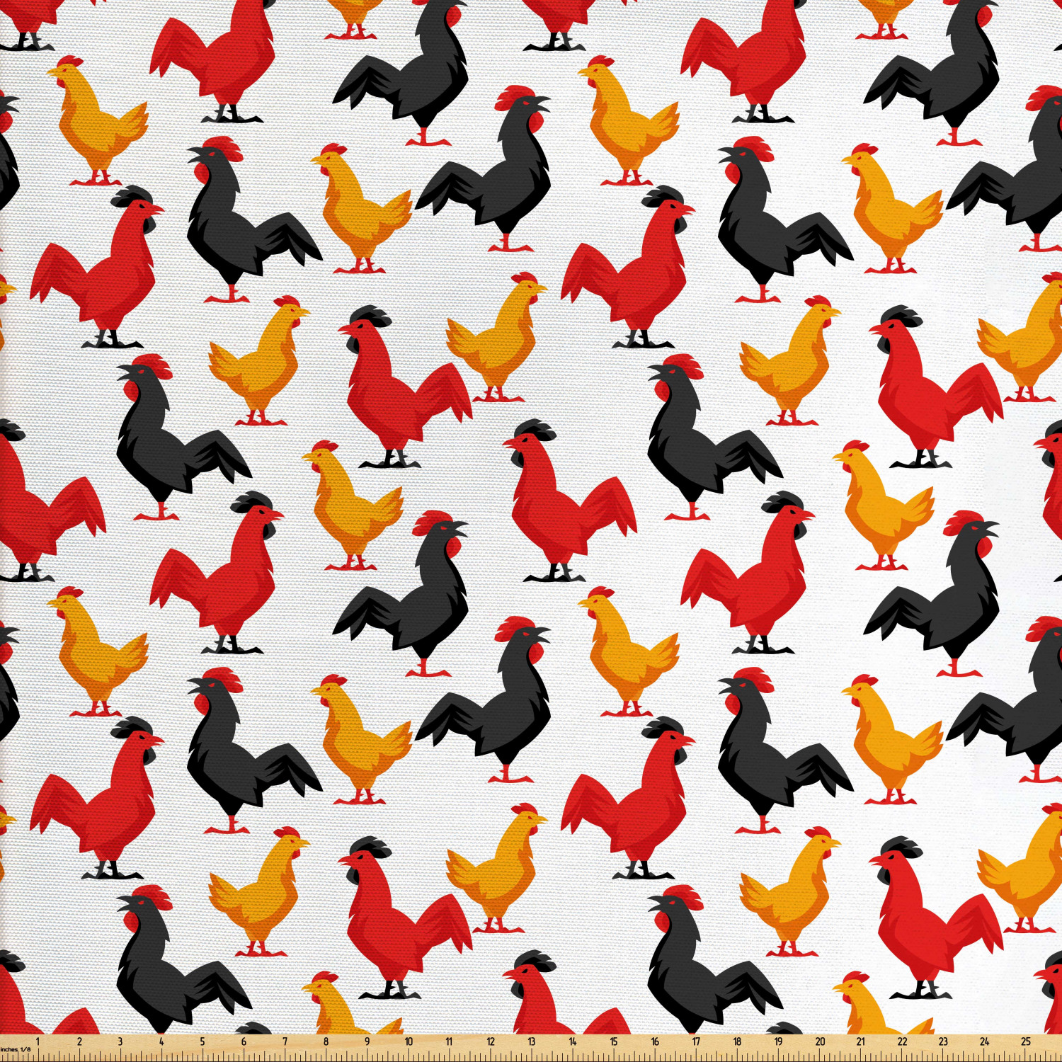 Rooster Fabric by The Yard, Continuous Domestic Farm Animal Bird ...