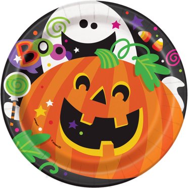 Skeleton Trick or Treat Halloween Paper Dessert Plates, 7in, 8ct ...