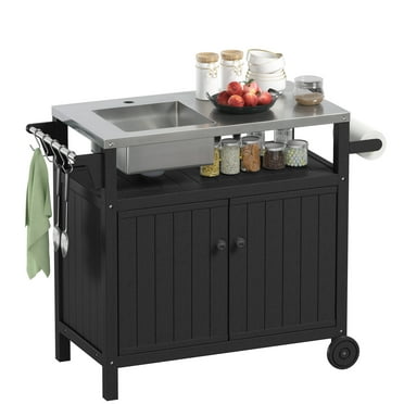 GDLF Outdoor Grill Table with Sink,Metal Outdoor Grill Cart, Outdoor ...