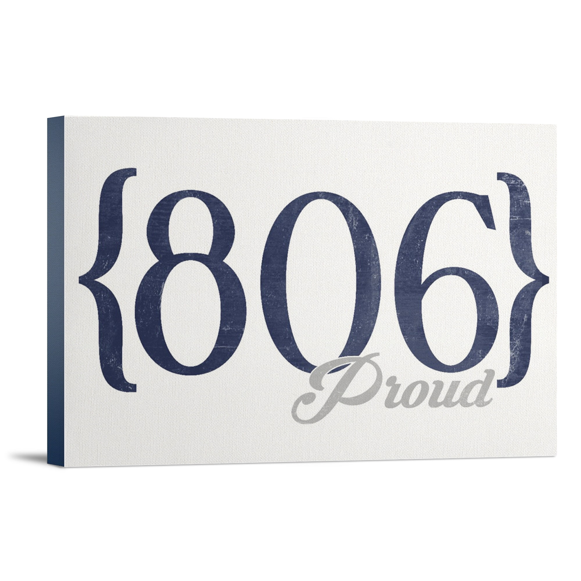 Lubbock, Texas, 806 Area Code (Blue), (12x18 Wrapped Canvas, Wall Decor ...