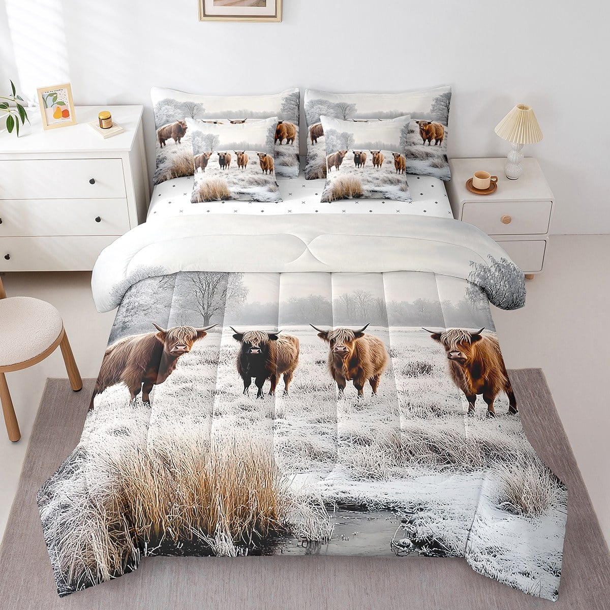 Click here for Erosebridal 3d Highland Cattle Bedding King Size... prices