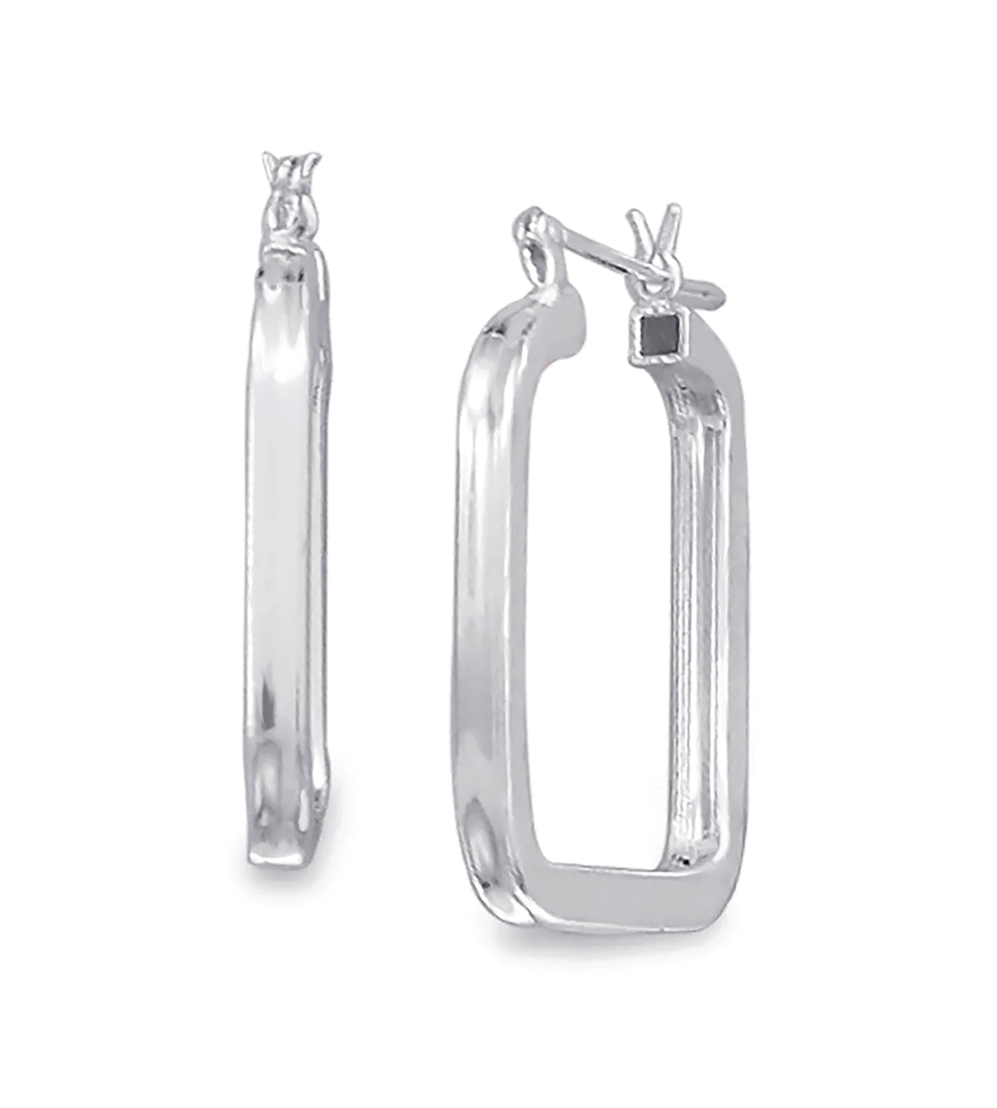 Sterling Silver Square Tube Hoop Earrings, 2mm x 24mm - Walmart.com