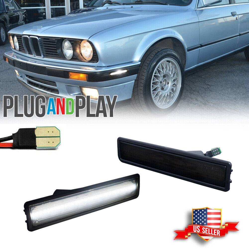 GTINTHEBOX Smoke White LED Front & Rear Bumper Side Marker Light For ...