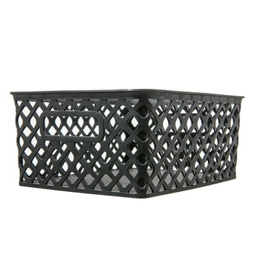 Mainstays Woven Plastic Storage Basket - Blue 26-Quart Wicker Design ...