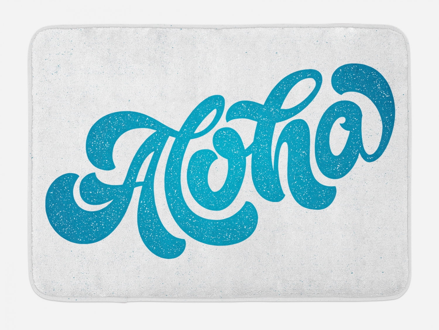 Aloha Bath Mat, Curvy Bold Hand Lettering Illustration Tropical Oceanic ...