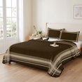 3 Pieces Queen Quilt Set,Brown and Beige Plaid Soft Bedding Sets with 1 ...