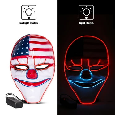 Halloween LED Light Up Mask, EL Wire Scary Cosplay Costume, Battery ...