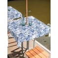 Blue Flowers Square Outdoor Tablecloth with Umbrella Hole Watercolors ...