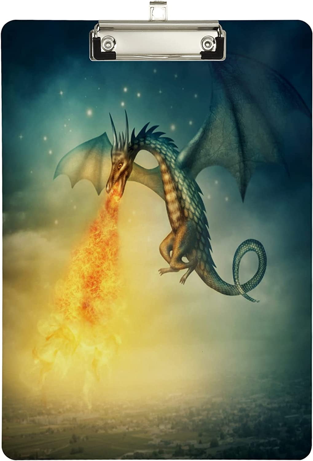 FMSHPON Flying Fantasy Dragon Spitting Fire Clipboard Hardboard Wood ...