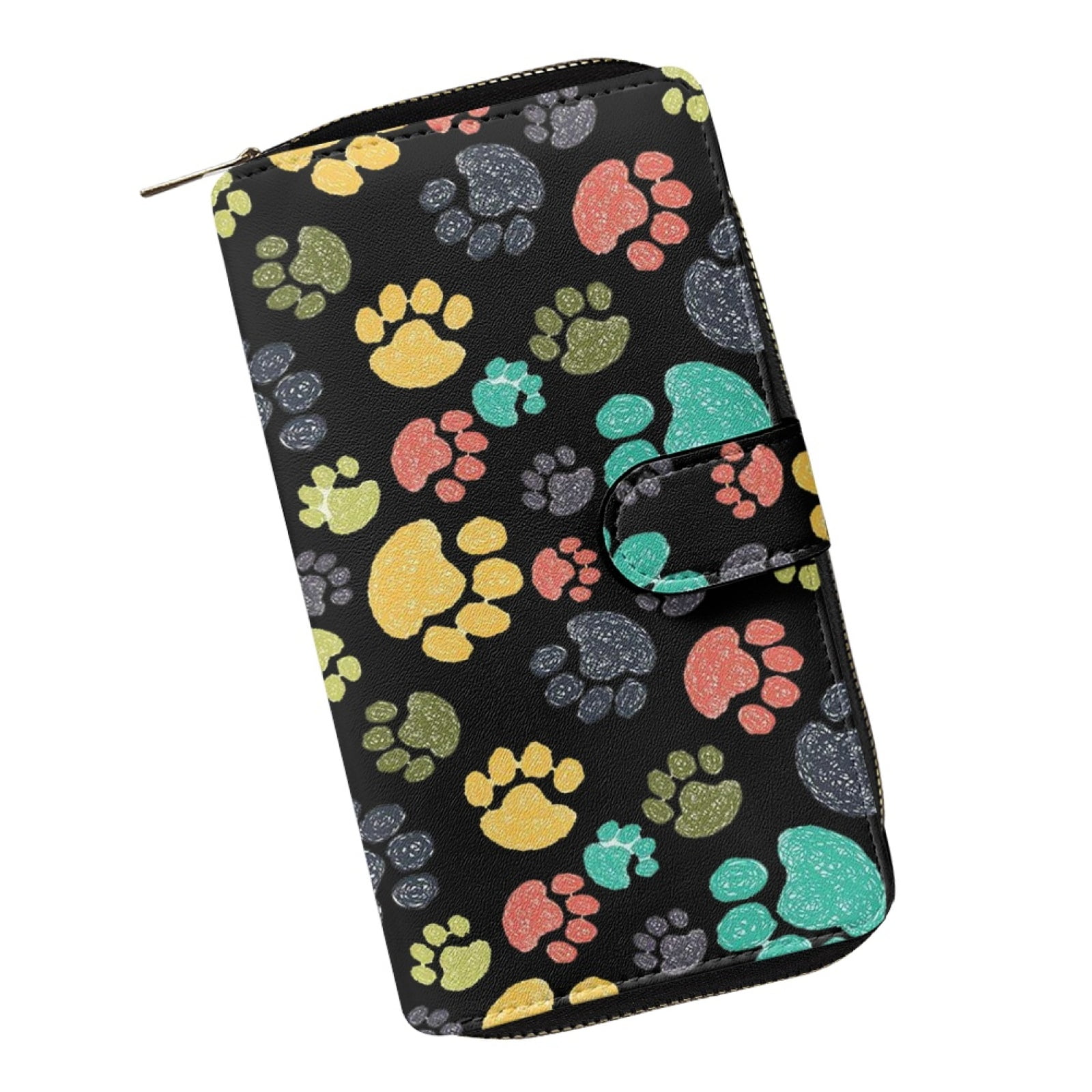 Xoenoiee Colorful Dog Paw Print Wallet for Women Faux Leather Long ...