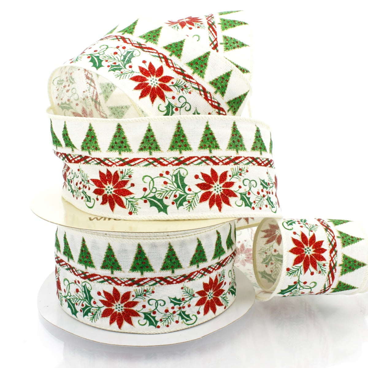 Ribbon Traditions Vintage Holiday Poinsettia Wired Ribbon 2 1/2" by 25 ...