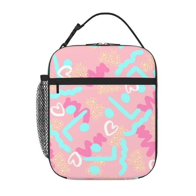 TEQUAN Portable Lunch Bag, Dazzle Color Smiling Face Graffiti Pattern ...