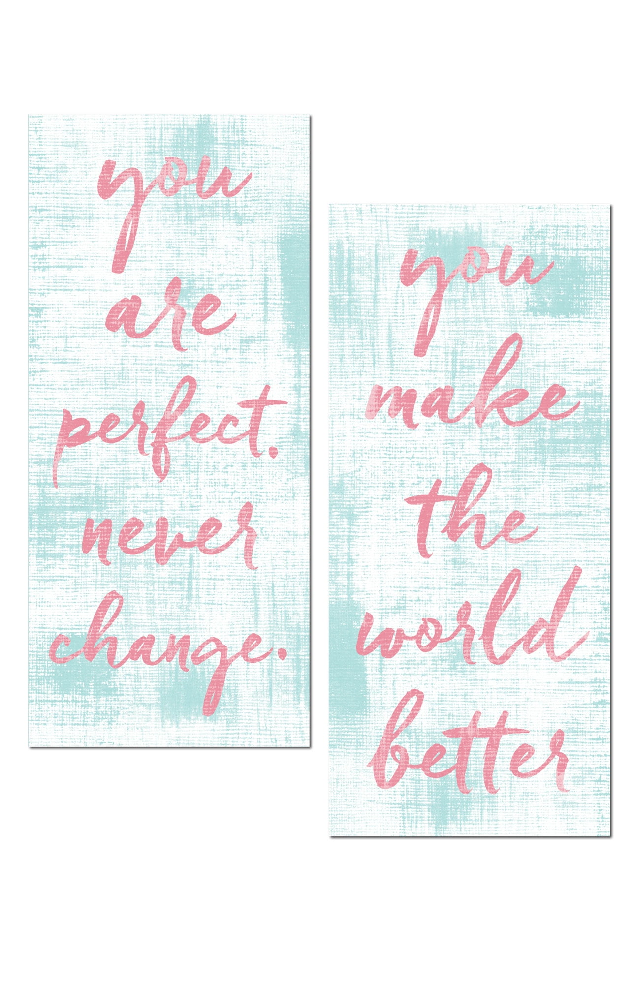 Lovely Pink and Teal Sweet Sentiment Panels "You Are Perfect Never ...