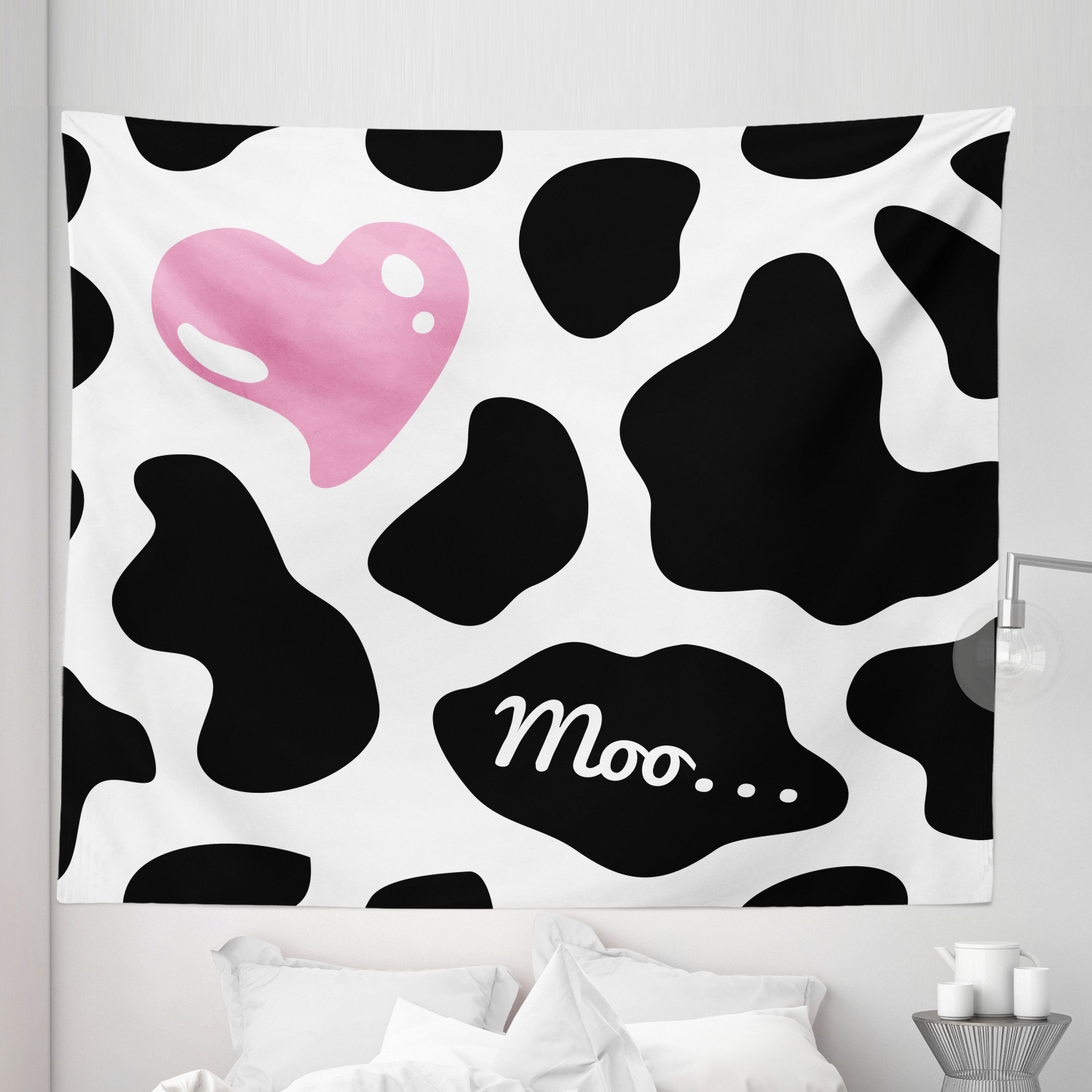 Cow Print Tapestry, Camouflage Hide Skin Pattern in Pastel Color Shades ...