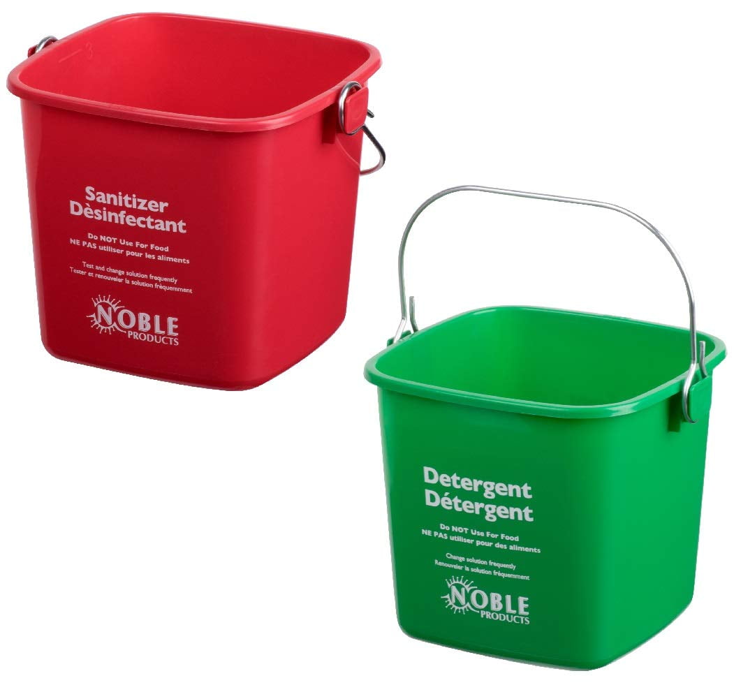 Noble Products Small Red and Green Detergent and Sanitizing Bucket - 3 ...