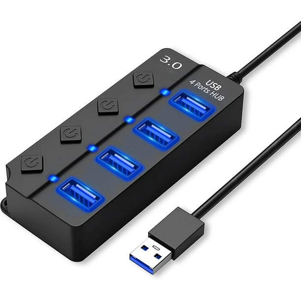 Concentrador USB 3.0 CHAO 4 puertos con interruptor independiente y luces LED | Bodega Aurrera ...